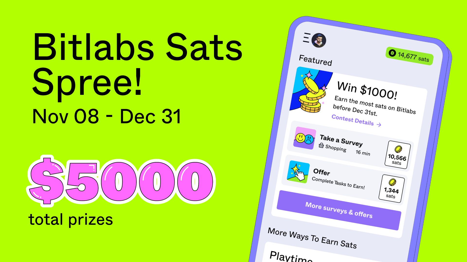 Bitlabs Sats Spree: Earn the most sats before Dec 31st